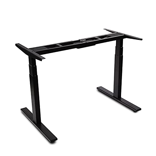 VWINDESK VJ201-S3 Electric Height Adjustable Sitting Standing Desk Frame Only/Sit Stand - Dual Motors 3 Segment Motorized Desk Base Only,Black