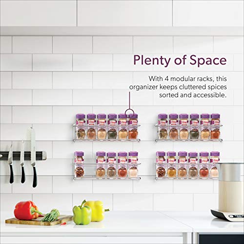 Mindspace Spice Rack Wall Mount, Pantry Cabinet Door Organizer - Set of 4 Hanging Spice & Seasoning Racks Kitchen Storage Organizer | The Wire Collection, Chrome