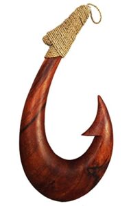 12" hand carved wood hawaiian makau fish hook