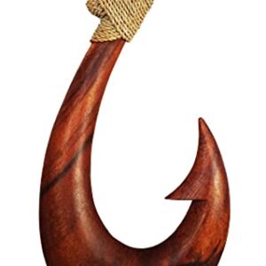 12" Hand Carved Wood Hawaiian Makau Fish Hook