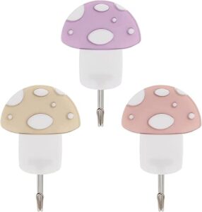 topbathy dercorative wall hooks single prong hangers cute adhesive wall hooks for bedroom bathroom door wall shower ball hat coat 3pcs (mushroom/random color)