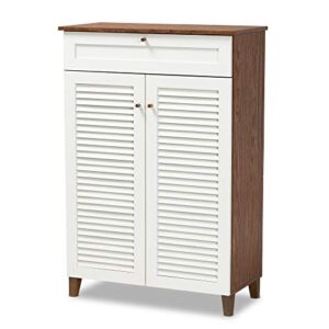 baxton studio shoe cabinets, white/walnut