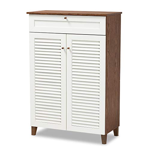 Baxton Studio Shoe Cabinets, White/Walnut