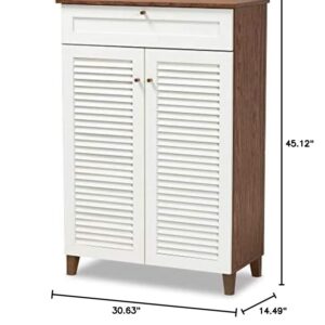 Baxton Studio Shoe Cabinets, White/Walnut