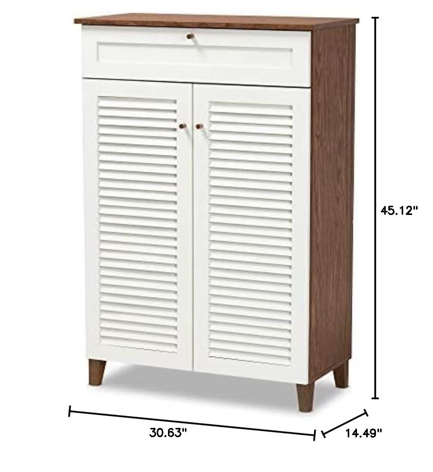 Baxton Studio Shoe Cabinets, White/Walnut