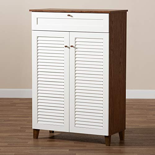 Baxton Studio Shoe Cabinets, White/Walnut