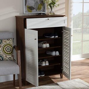 Baxton Studio Shoe Cabinets, White/Walnut