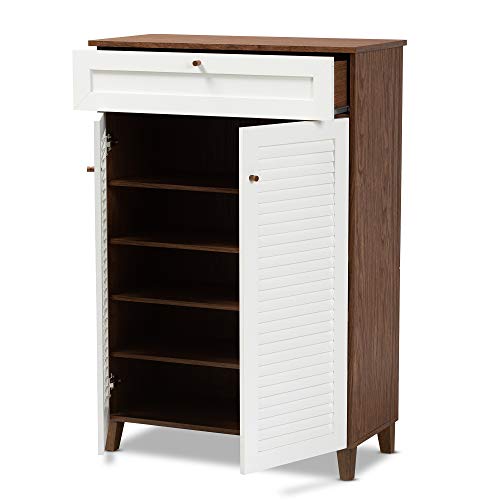 Baxton Studio Shoe Cabinets, White/Walnut