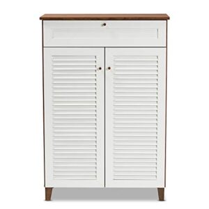 Baxton Studio Shoe Cabinets, White/Walnut