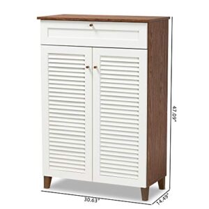 Baxton Studio Shoe Cabinets, White/Walnut