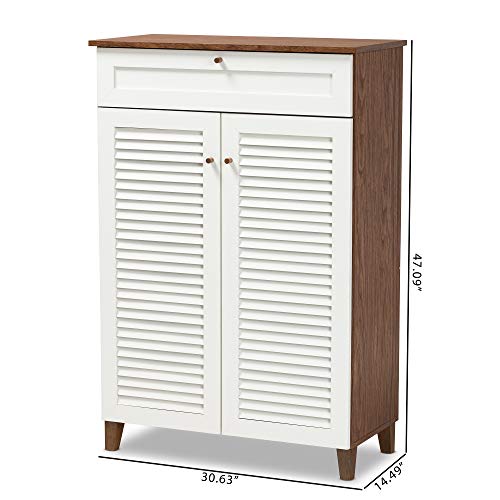 Baxton Studio Shoe Cabinets, White/Walnut