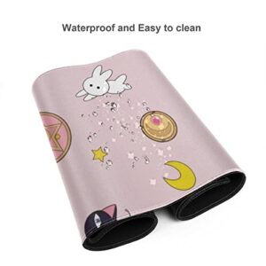 Pink Moon Rectangle Anime Non Slip Rubber Mousepad Mouse Pads/Mouse Mats Case Cover with Designs for Office Home Woman Man 30x15.7 Inch(75x40 cm)