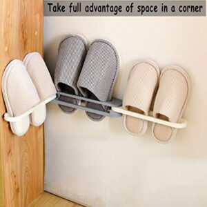 M MOACC Slippers Rack Hanging Shoe Organizers,3 in 1 Folding Holder Shoes Hanger Wall Mounted Shoe and Bathroom Towel Organizer Rack(Grey)