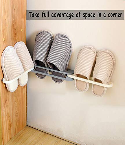 M MOACC Slippers Rack Hanging Shoe Organizers,3 in 1 Folding Holder Shoes Hanger Wall Mounted Shoe and Bathroom Towel Organizer Rack(Grey)