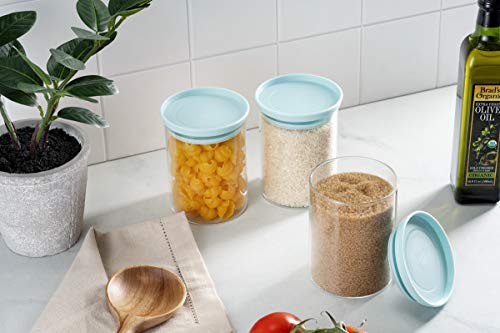 Godinger Food Storage Containers, Stackable Organization Canister Glass Jars - Medium, Set of 3