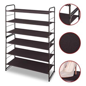 Simple Trending 3-Tier Stackable Shoe Rack, Expandable & Adjustable Fabric Shoe Shelf Storage Organizer, Bronze