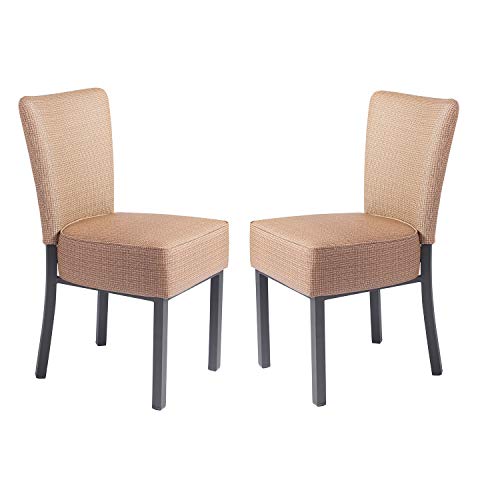 KARMAS PRODUCT Modern PU Leather Upholstered Chairs 19 Inch Padded Dining Chairs with Steel Legs White (Brown)