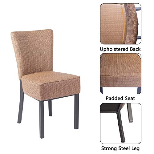 KARMAS PRODUCT Modern PU Leather Upholstered Chairs 19 Inch Padded Dining Chairs with Steel Legs White (Brown)