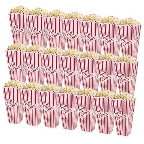 Fasmov 21 Pack Popcorn Containers, 7.7 x 4 Inches Plastic Open-Top Popcorn Boxes Reusable Popcorn Container Set for movie night or movie party theme