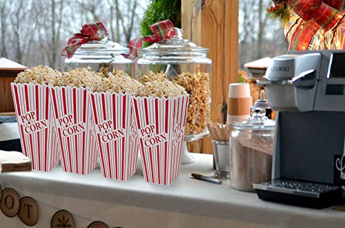 Fasmov 21 Pack Popcorn Containers, 7.7 x 4 Inches Plastic Open-Top Popcorn Boxes Reusable Popcorn Container Set for movie night or movie party theme