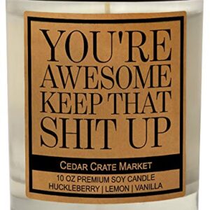 You're Awesome Keep That S Up - Friendship Candle Gifts for Women, Men, Best Friends Birthday Candle Gifts for Friends Female, Funny Candle Gifts for Women, Cute Going Away Gift for BFF, Bestie