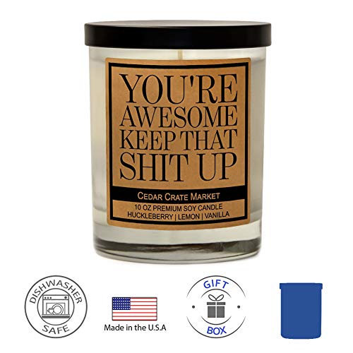 You're Awesome Keep That S Up - Friendship Candle Gifts for Women, Men, Best Friends Birthday Candle Gifts for Friends Female, Funny Candle Gifts for Women, Cute Going Away Gift for BFF, Bestie