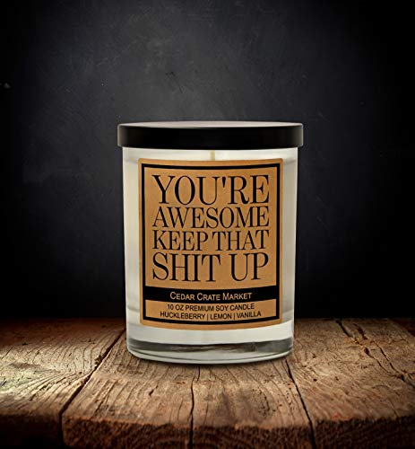 You're Awesome Keep That S Up - Friendship Candle Gifts for Women, Men, Best Friends Birthday Candle Gifts for Friends Female, Funny Candle Gifts for Women, Cute Going Away Gift for BFF, Bestie