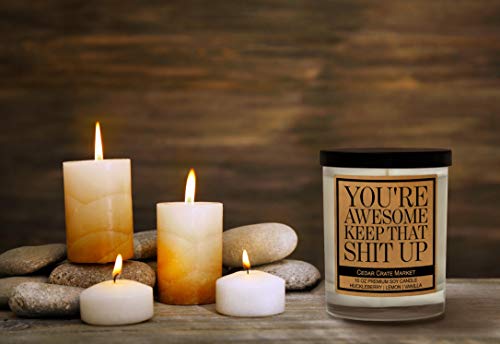 You're Awesome Keep That S Up - Friendship Candle Gifts for Women, Men, Best Friends Birthday Candle Gifts for Friends Female, Funny Candle Gifts for Women, Cute Going Away Gift for BFF, Bestie