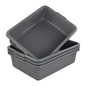 CadineUS 24 Quart Gray Commercial Bus Tub Box, Plastic Utility Bus Box, Set of 4, 21.06" x 15.35" x 5.9"