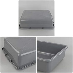 CadineUS 24 Quart Gray Commercial Bus Tub Box, Plastic Utility Bus Box, Set of 4, 21.06" x 15.35" x 5.9"