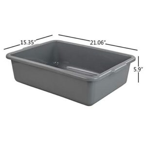 CadineUS 24 Quart Gray Commercial Bus Tub Box, Plastic Utility Bus Box, Set of 4, 21.06" x 15.35" x 5.9"