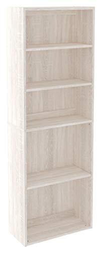 Signature Design by Ashley Dorrinson Modern Farmhouse 71" Bookcase with 4 Shelves, Weathered Whitewash