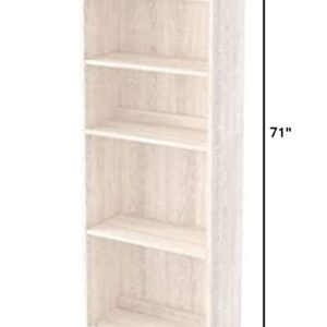 Signature Design by Ashley Dorrinson Modern Farmhouse 71" Bookcase with 4 Shelves, Weathered Whitewash