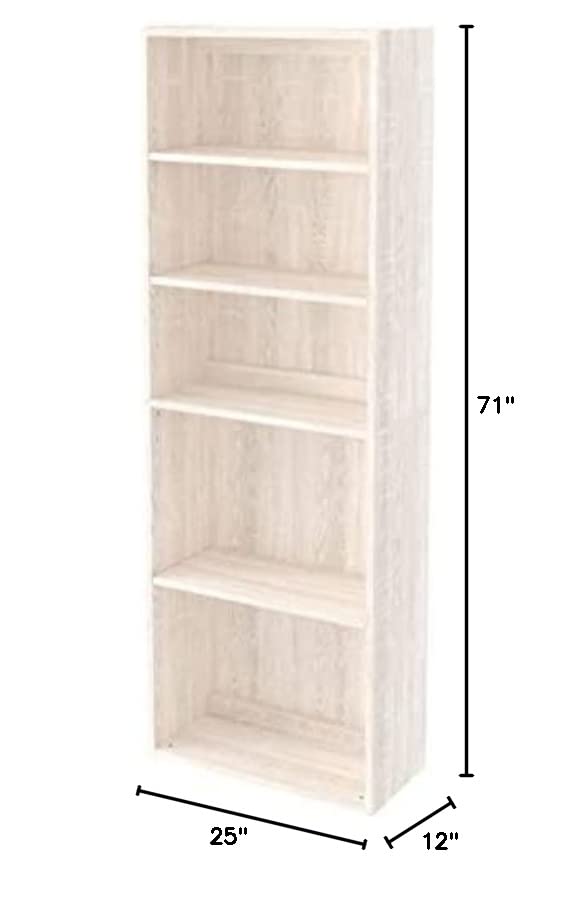 Signature Design by Ashley Dorrinson Modern Farmhouse 71" Bookcase with 4 Shelves, Weathered Whitewash