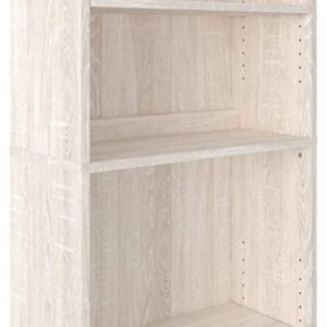 Signature Design by Ashley Dorrinson Modern Farmhouse 71" Bookcase with 4 Shelves, Weathered Whitewash