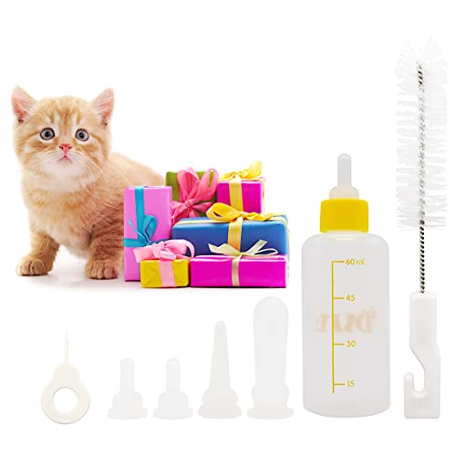 Newborn Kitten Puppy Feeding Bottles for Nursing, Pet Nurseing Feeding Bottle Kits with Replacement Nipples