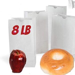 8 lb white paper bags 500/Bundle white lunch bags Great for Grocery/Lunch Bags 8 Pound White Paper Bag - Pack Of 500 (8 lb)