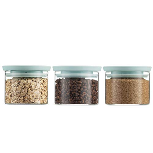 Godinger Food Storage Containers, Stackable Organization Canister Glass Jars - Small, Set of 3