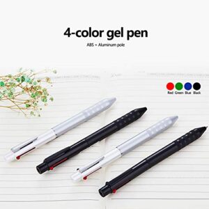 DUNBONG Multi Color Pen Black 4 In 1 Multi function Pen with Black, Blue, Red, Green, Metal Gel Ballpoint Pen, 1-Count (Black)