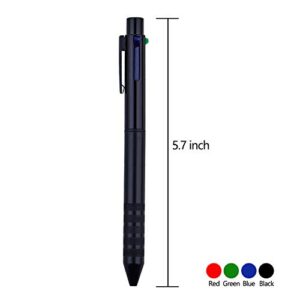 DUNBONG Multi Color Pen Black 4 In 1 Multi function Pen with Black, Blue, Red, Green, Metal Gel Ballpoint Pen, 1-Count (Black)