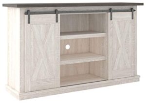 signature design by ashley dorrinson tv stand, whitewash