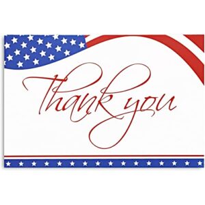 Pipilo Press 120 Pack Patriotic Thank You Cards with Envelopes, Bulk American Flag Notecards for Military Veterans, Memorial Day (4x6 In)