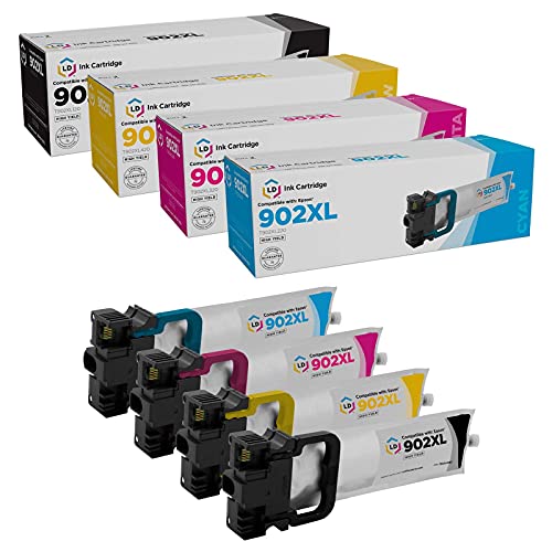 LD Products Remanufactured Ink Cartridge Replacements for Epson 902XL High Capacity (Black, Cyan, Magenta, Yellow, 4-Pack) for use in WorkForce Pro: WF-C5210, WF-C5290, WF-C5710, WF-C5790 & WF-C5790DW