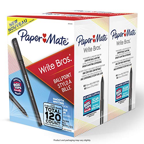 Paper Mate Ballpoint Pens, Write Bros. Black Ink Pens, Medium Point (1.0mm), 120 Count