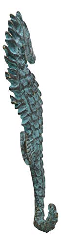 Ebros Verdigris Coastal Marine Ocean Nautical Seahorse Single Wall Mounted Brass Coat Hook Figurine Nautical Sea Life Metal Hangers or Hooks Decor Sculpture Seahorses Coral Reef Creatures (2)