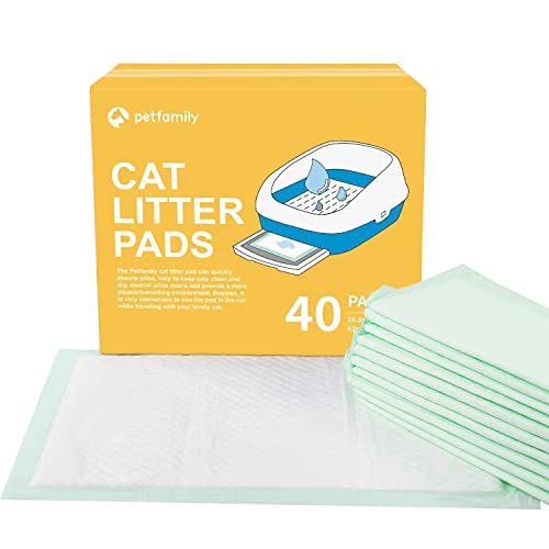 Petfamily Cat Litter Box Pads-Generic Refill for Tidy Cats Breeze Litter System,Litter Box Pads 16.9” x 11.4”-40 Count