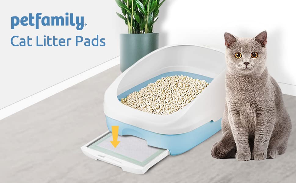 Petfamily Cat Litter Box Pads-Generic Refill for Tidy Cats Breeze Litter System,Litter Box Pads 16.9” x 11.4”-40 Count