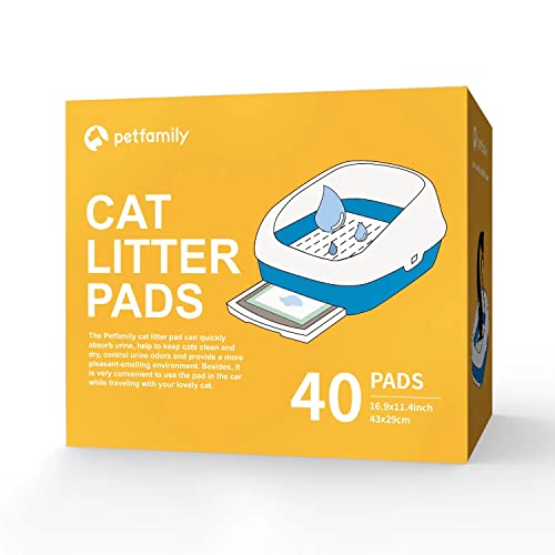 Petfamily Cat Litter Box Pads-Generic Refill for Tidy Cats Breeze Litter System,Litter Box Pads 16.9” x 11.4”-40 Count