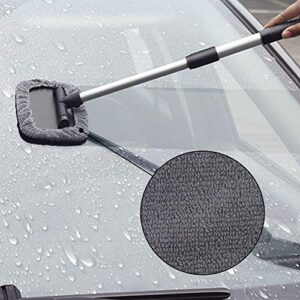 URlighting Windshield Cleaning Brush Tool - Car Window Cleaner with Extendable Handle Auto Car Glass Cleaner with 2 Washable and Reusable Pads(Gray)