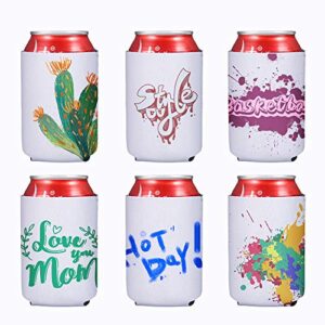 Sublimation Blanks Can Coolers, 12 Beer Can Cooler Sleeves, Collapsible Insulated Reusable Soda Cover Drink Coolies Beer Sleeves for DIY Weddings Bachelorette Parties Party Favors (White)